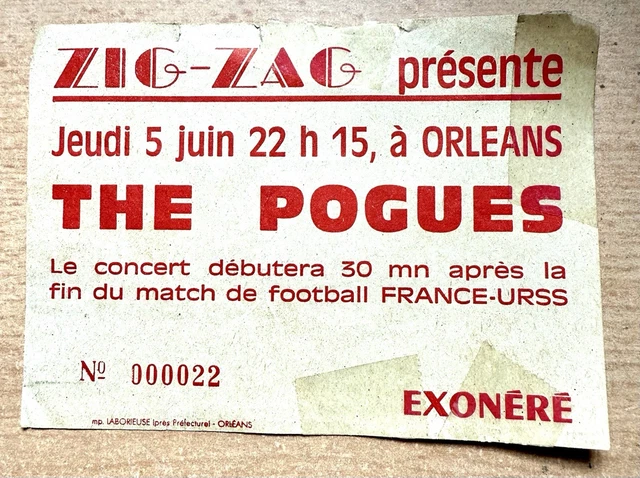 SOLDES /INVITATION 022 Tickets Concert POGUES 80’s Orléans Zig Zag EUR ...