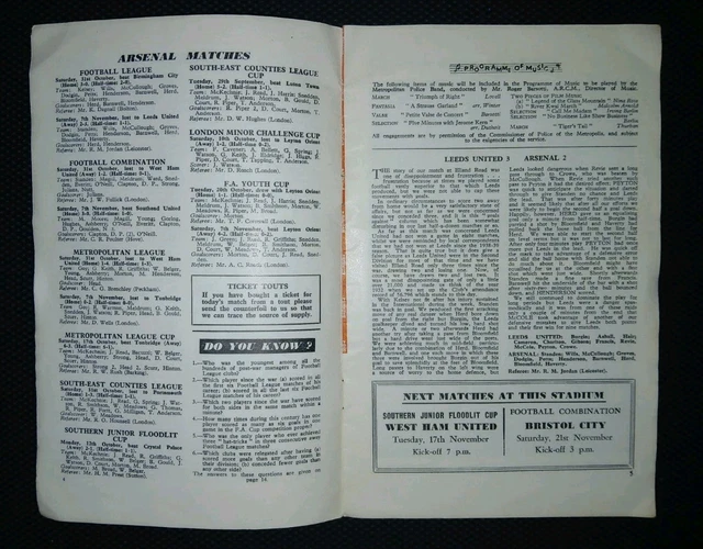 WEST HAM UNITED Away Programme v Arsenal 14-11-1959. £1.49 - PicClick UK