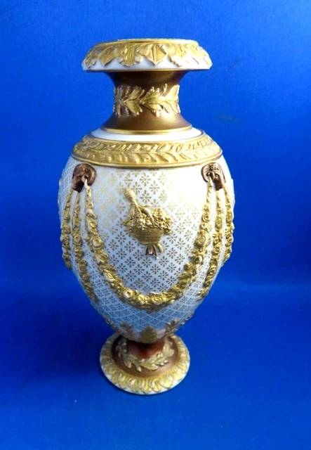 ANTIQUE 19THC WEDGWOOD Gilded Victoria Ware Vase C1900- Swags,Quivers ...