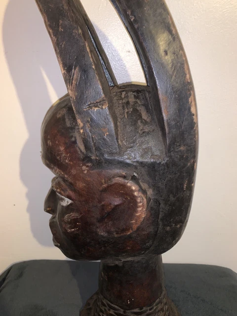 LARGE ANTIQUE AFRICAN Ejagham Head Crest Mask Hide Covered £49.99 ...