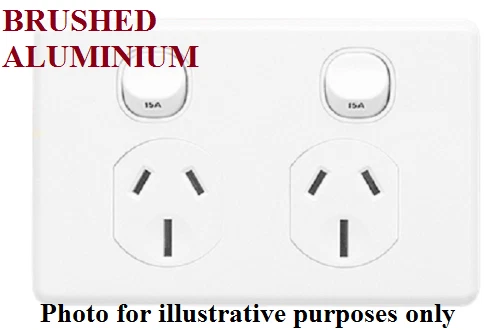 CLIPSAL C2000 TWIN SWITCH SOCKET 15A 3-Pin 250V AC Horizontal BRUSHED ...