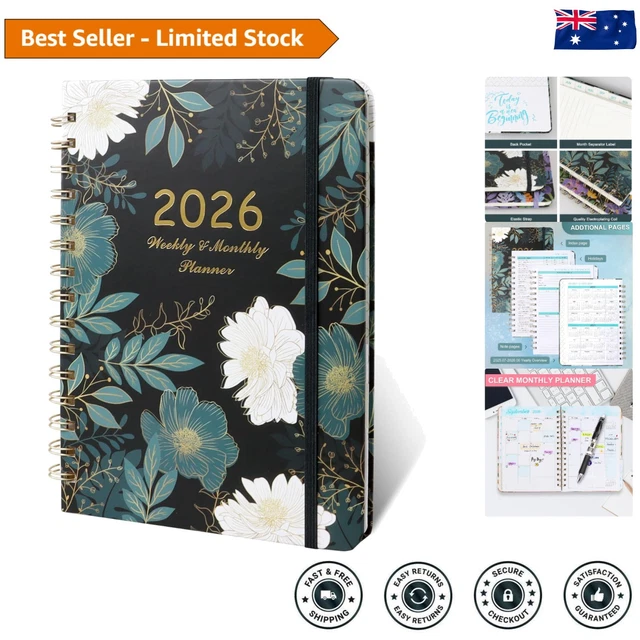 2026 FLORAL A5 Academic Diary: Weekly & Monthly Planner for Students ...