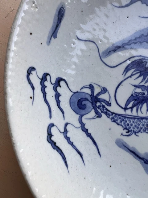 CHINESE ANTIQUE BLUE and white dragon pattern plate over the wall £215.25 - PicClick UK