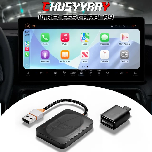 2026 USB WIRELESS CarPlay Adapter Fit iPhone Apple Wireless Dongle Plug ...