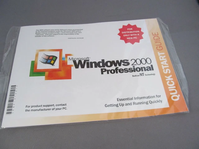 GENUINE MICROSOFT WINDOWS 2000 Professional SP4 with Key inc VAT £29.99 ...