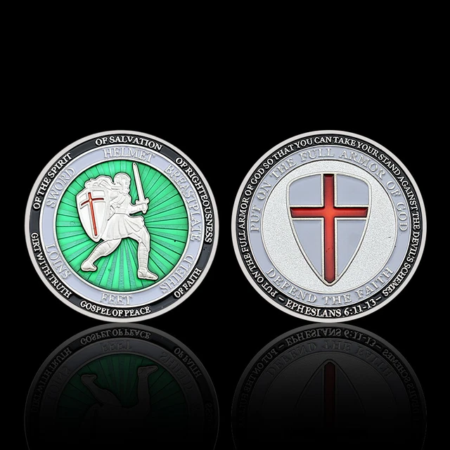 SILVER COIN OF Put on The Armor of God Holy Shield Cross Commemorative ...