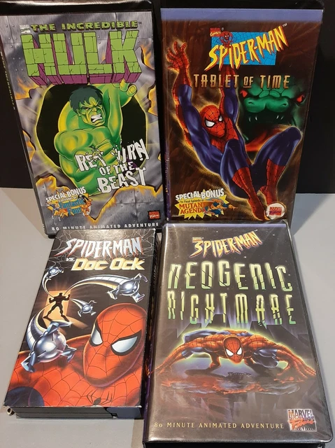 VINTAGE RARE MARVEL Films Spiderman & Hulk VHS Animated Adventures 4 ...