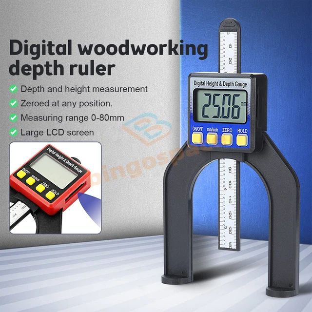 DIGITAL DEPTH CALIPER height gauge Digital Tread Depth Gauge LCD ...