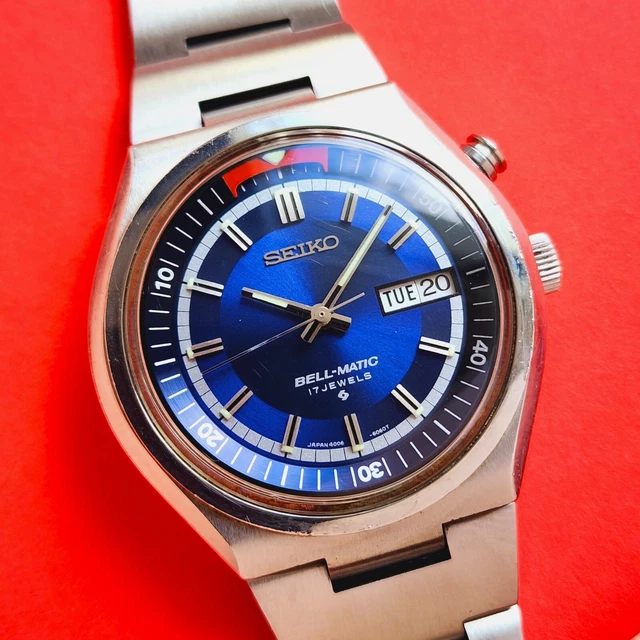 SEIKO BELL MATIC Watch 1973 Rare Blue Dial With Bracelet Bellmatic 4006 ...