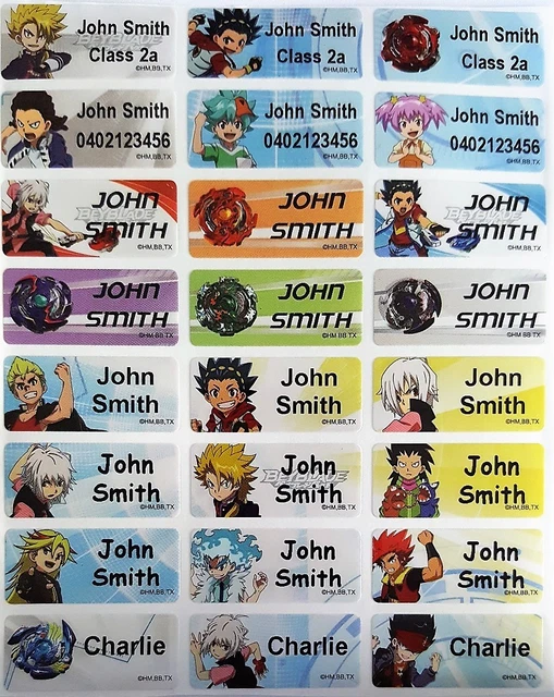 96 BEYBLADE PERSONALISED Name Label Sticker Dishwasher Safe (30*13mm ...