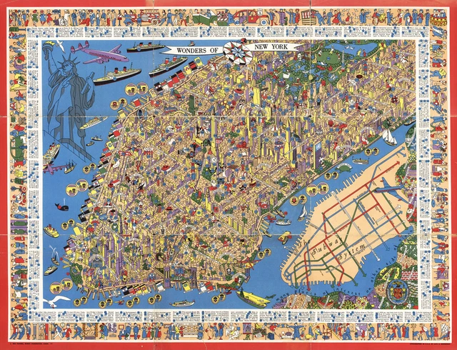 PICTORIAL NEW YORK Manhattan Map Subway System Wall Art Poster 11"x14 ...