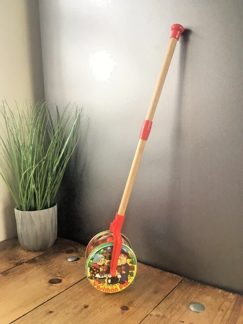 RARE VINTAGE 1983 Postman Pat Musical Push Along Tin Toy Instrument By ...