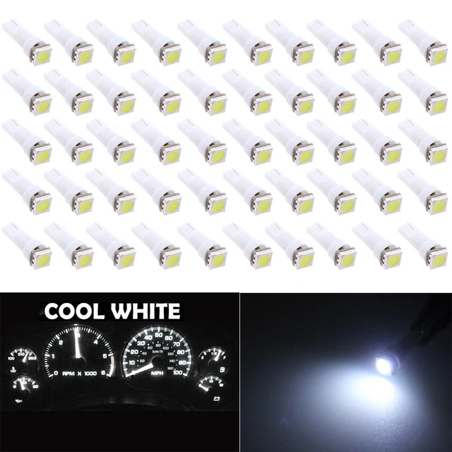 50X T5 LED White Instrument Panel Cluster Gauge Dash Bulbs Light 2721 ...