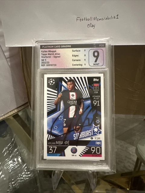 KYLIAN MBAPPE HAND Signed Graded Match Attax Card Pcg 9 Mint Slab Auto ...