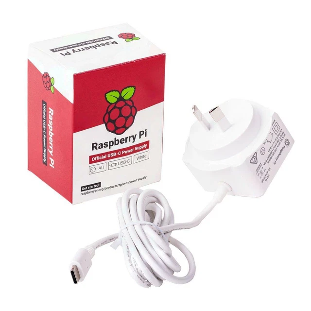 OFFICIAL RASPBERRY PI 4 Power Supply - 5.1V, 3A USB-C - AU/White $17.12 ...
