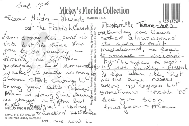 WALT DISNEY WORLD Postcard Mickey Mouse & Friends Continental Size ...