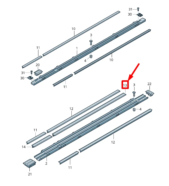 VW TRANSPORTER V T5 7H MK5 Guide Rail Cover Trim 7E6883085D8Q8 NEW ...