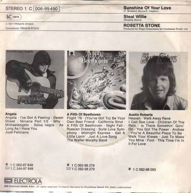 PIERRE DE ROSETTE (Glam) Sunshine of Your Love 7" vinyle Allemagne stock privé 1977 B EUR 3,69 ...