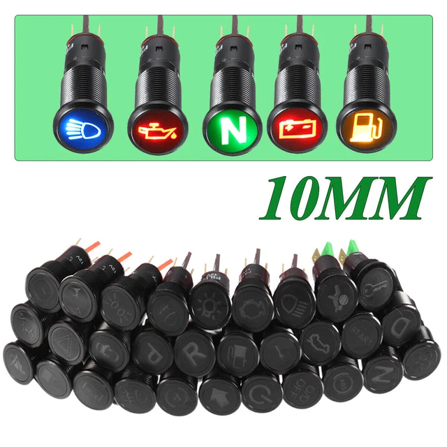 10MM 12V -36V Symbol LED Dash Panel Warning Indicator Pilot Light Car ...