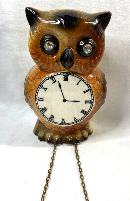 MID CENTURY KITSCH Lefton Japan Wall Vase Owl Wall Pocket Jewel Eyes ...