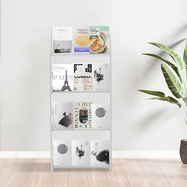 LARGE FLOOR-STANDING BOOK Rack Display Rack 4-Tier Magazine Rack ...