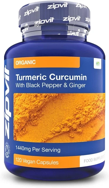 ORGANIC TURMERIC CURCUMIN 1440mg with Black Pepper & Ginger, 120 Vegan Capsules £10.37 - PicClick UK