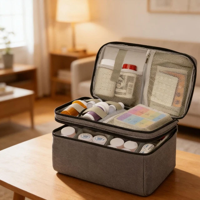 MEDICAL FIRST AID Box Storage Case Double Layer for Hiking Camping $41. ...