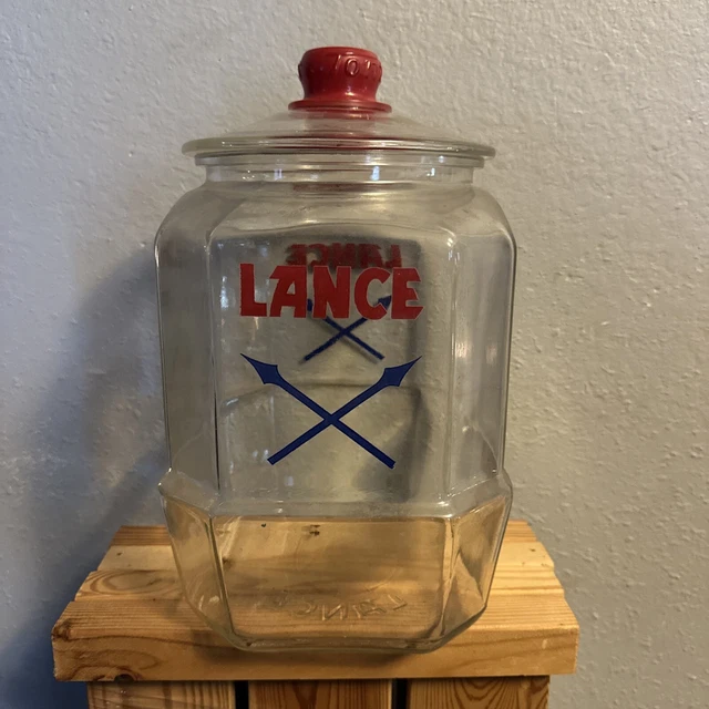 LANCE 1930S STORE Counter JAR Over Lip Lid 12" 8-side Vintage $215.00 ...