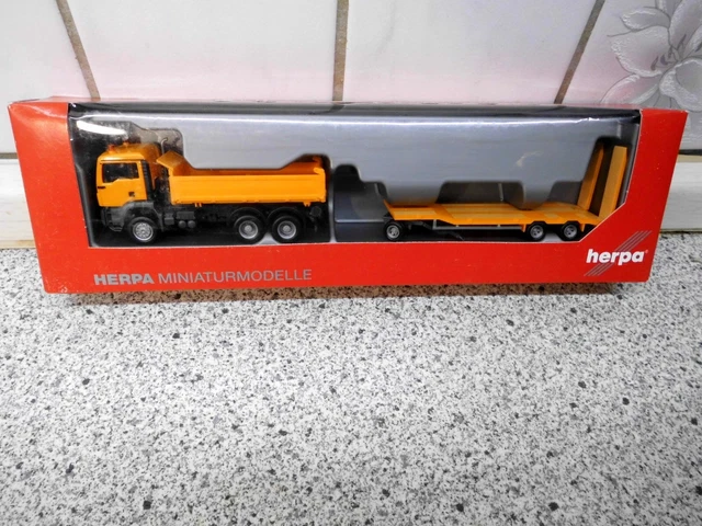 HERPA MAN TGS M Dreiseitenkipper mit TU3 Anhänger Orange 307918 EUR 23,05 - PicClick DE