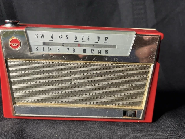 VINTAGE BULOVA TWO Band Radio RED Untested For Parts, Repair or Display ...