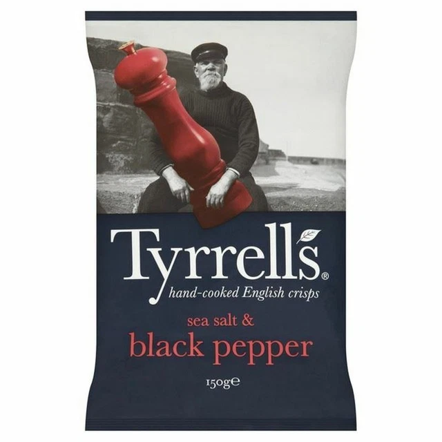 1 X TYRRELLS Sea Salt & Black Pepper Sharing Crisps Snacks 150g $9.69 ...