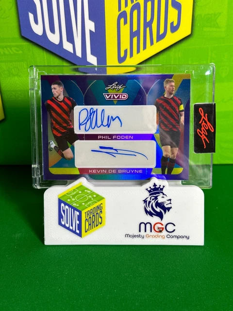 PHIL FODEN & Kevin De Bruyne Dual Autograph /5 Leaf Vivid Soccer 2022 ...