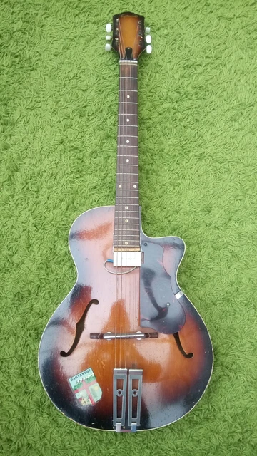 VINTAGE EGMOND SEMI Acoustic Guitar with vintage framus pick up archtop ...
