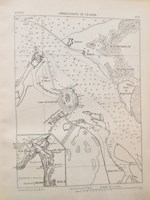 VINTAGE MAP OLD map MOUTH OF THE DUNA RUSSIA 1881 £16.83 - PicClick UK