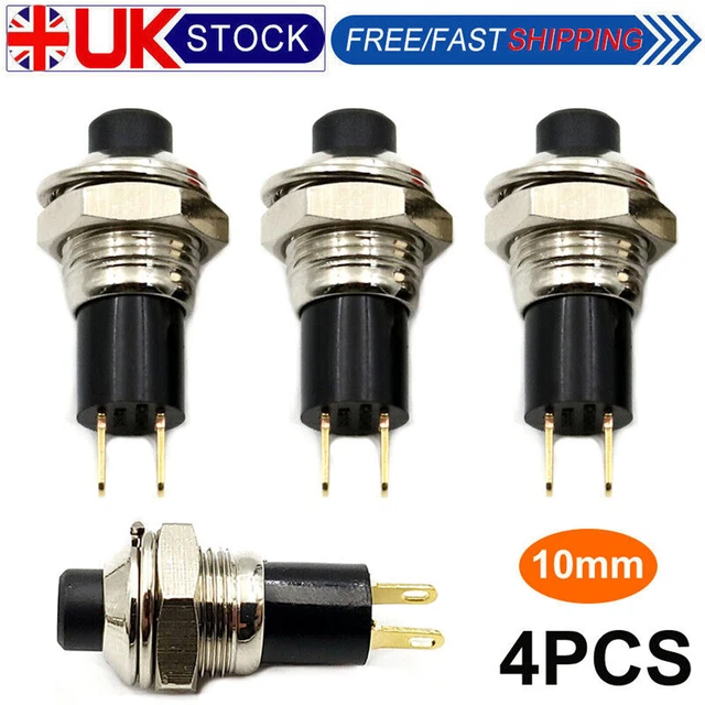 BLACK 4PCS 10MM Mini Latching On/Off Self-Locking Micro Push Button ...