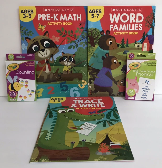 5 PRESCHOOL KINDERGARTEN Math Reading Writing Activities Workbooks ...