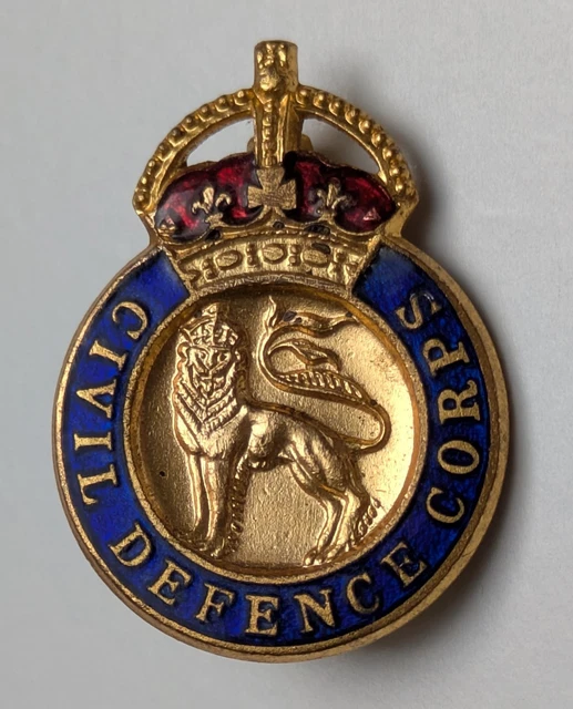VINTAGE COLD WAR Gilt & Enamel Civil Defence Corps CDC Badge By H.W ...