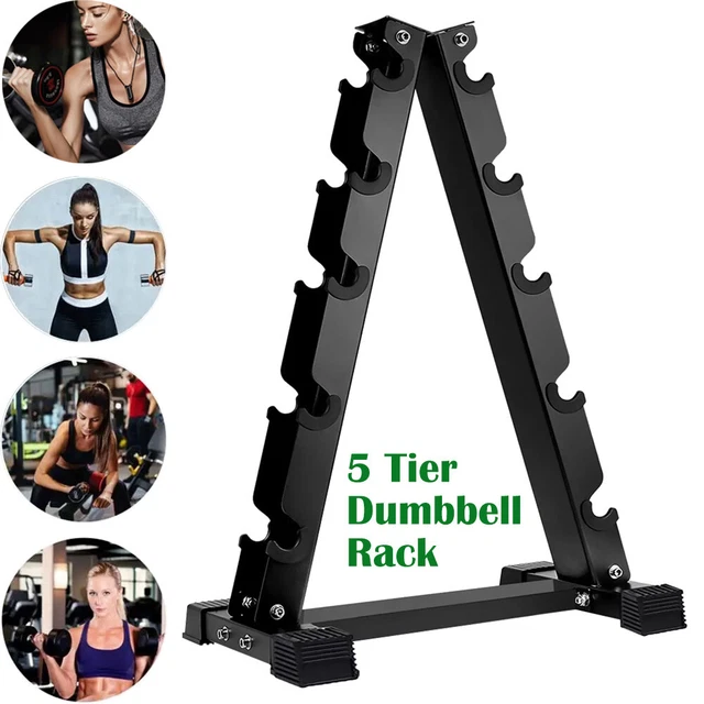 5 TIER DUMBBELL Rack Tree Hex Vertical Dumbbell Storage Stand Home Gym ...