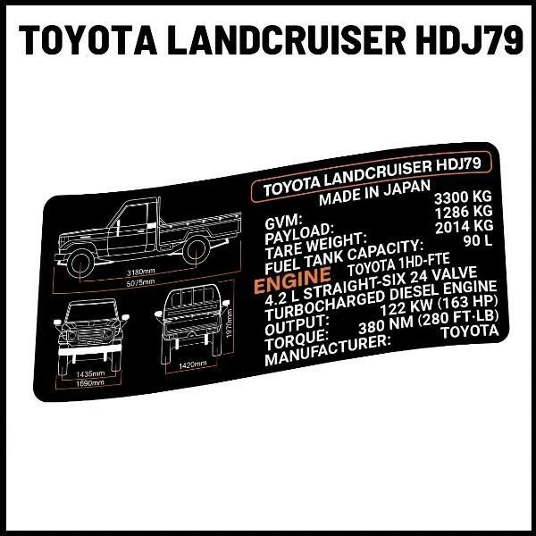 HDJ79 1HD-FTE LANDCRUISER Specs decal sticker Toyota ute $9.90 ...