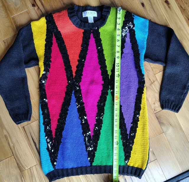 RARE VINTAGE STUDIO Michelle Stuart Long Sequined Party Sweater 80s ...