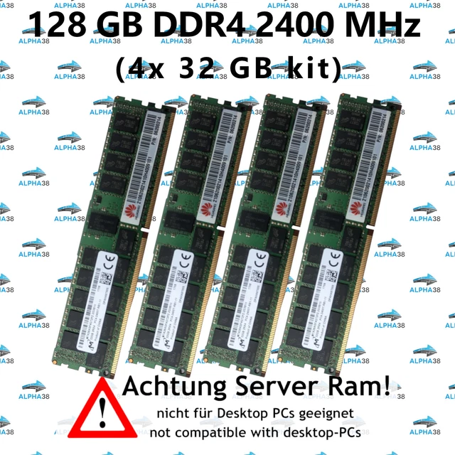 128 GB (4X 32 GB) Rdimm ECC Reg DDR4-2400 HPE Proliant ML30 Gen10 G10 ...