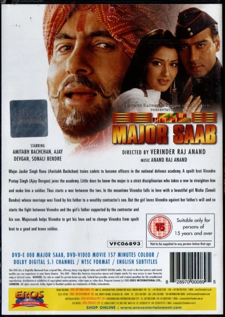MAJOR SAAB - DVD EROS BOLLYWOOD - Amitabh Bachchan, Ajay Devgan, Sonali ...