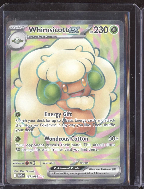 WHIMSICOTT EX 2025 Pokemon White Flare Ultra Rare 157/086 $3.00 ...
