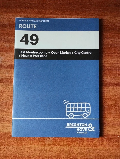 BRIGHTON & HOVE Buses route 49 timetable from April 2023 £1.00 ...