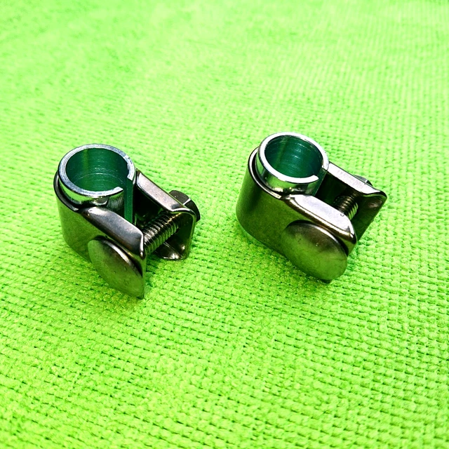 RALEIGH CHOPPER MK1 MK2 NEW STAINLESS SISSY BAR CLAMPS WITH INSERTS x 2 ...