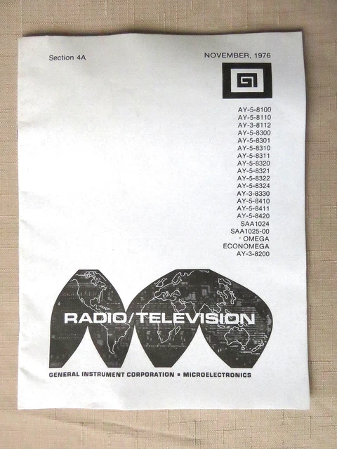 GENERAL INSTRUMENT AY-5-8100 Radio/Television Data Sheet. Old Stock. £3 ...