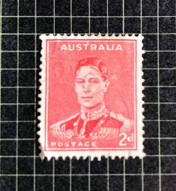 PRE-DECIMAL AUSTRALIAN POSTAGE Stamp 1937 KING GEORGE VI 2d Post Marked ...