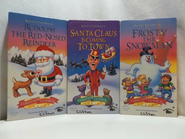 LOT OF 3 Broadway Video FHE VHS Christmas Cartoons Frosty Rudolph Santa ...