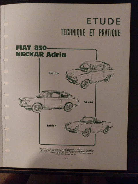 TECHNICAL REVIEW FIAT 850 Coupe Spider Super Rta Fiat 850 Neckar Adria ...