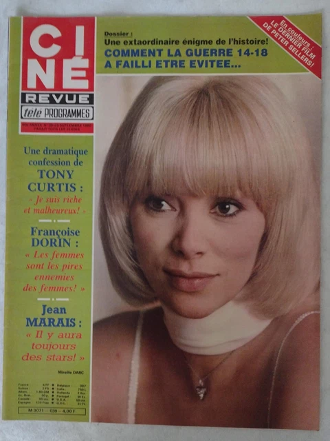 CINE REVUE / MIREILLE DARC-TONY CURTIS- JEAN MARAIS- PETER SELLERS / Sept 1980 £6.09 - PicClick UK